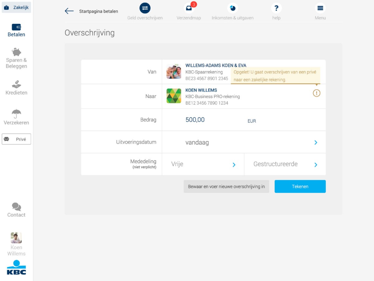 Je zakelijke rekening in KBC Touch - KBC Bank & Verzekering